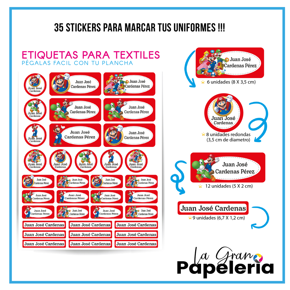 STICKERS PARA PRENDAS REF MARIO BROS | lagranpapeleria