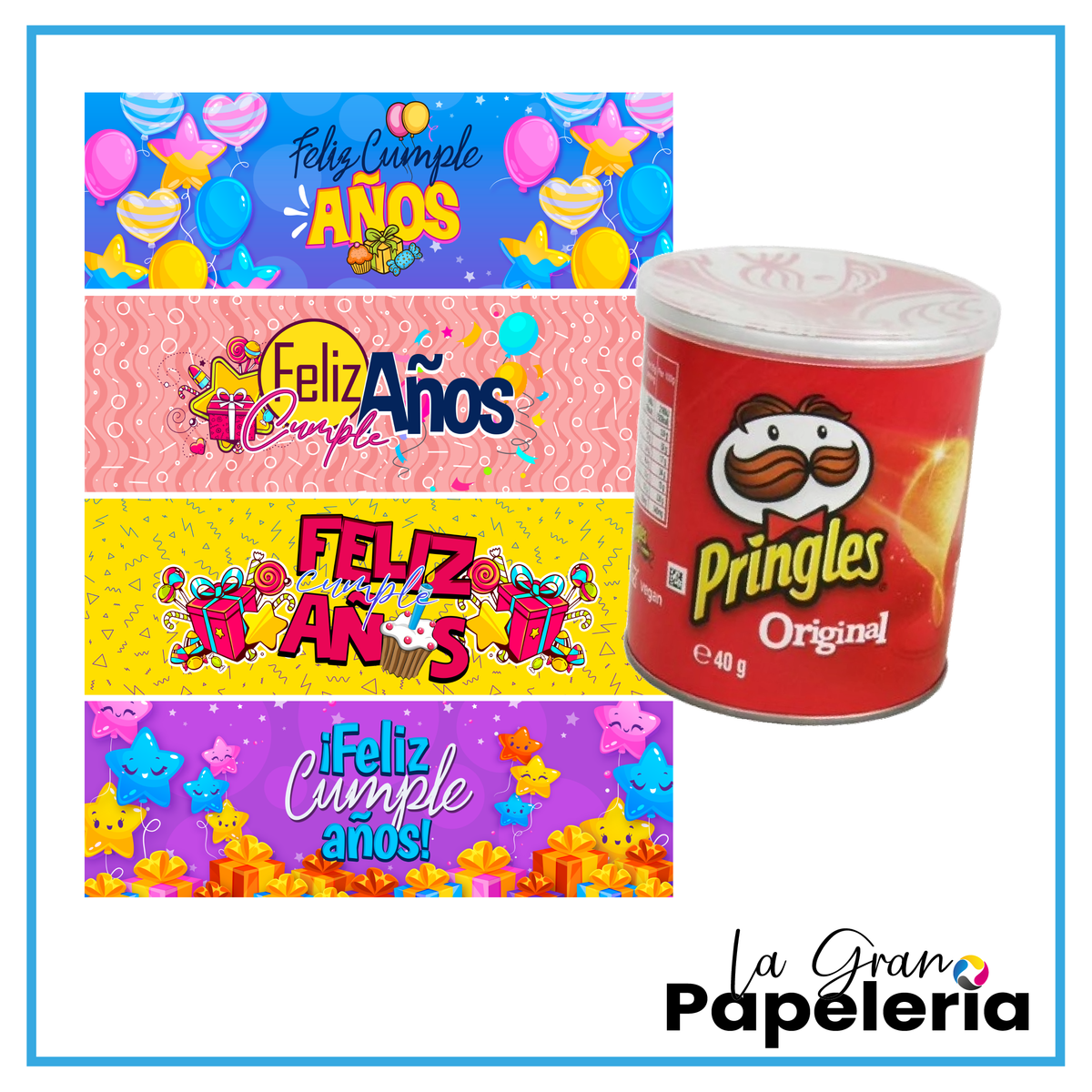 STICKERS PRINGLES CUMPLEAÑOS X 4 UNIDADES | lagranpapeleria