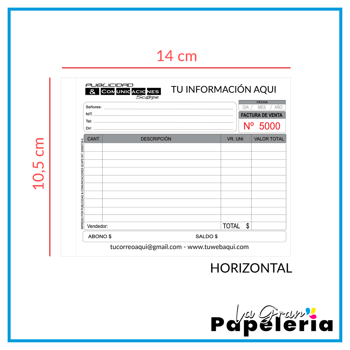 FACTURERO CUARTO DE CARTA | lagranpapeleria
