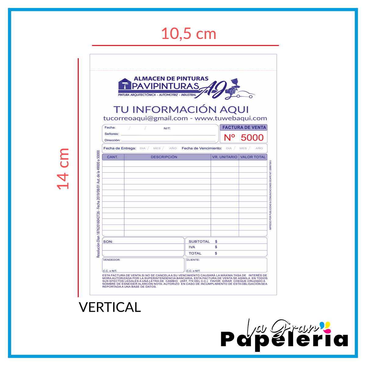 FACTURERO CUARTO DE CARTA | lagranpapeleria